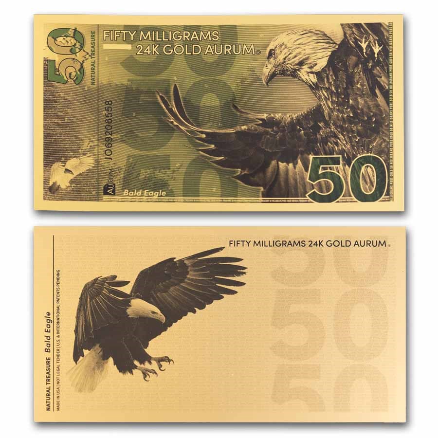 Buy 2025 50mg Gold Aurum Note Treasures: Bald Eagle | APMEX