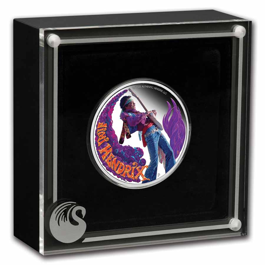 APMEX - 2025 Australia 1 oz Silver Colorized Jimi Hendrix Proof (Box)