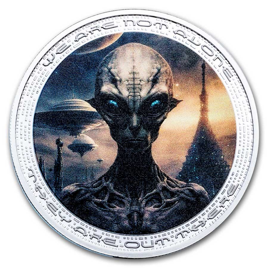 2025 Cameroon 1 oz Silver UFO & Aliens: Alien Face and Homeworld