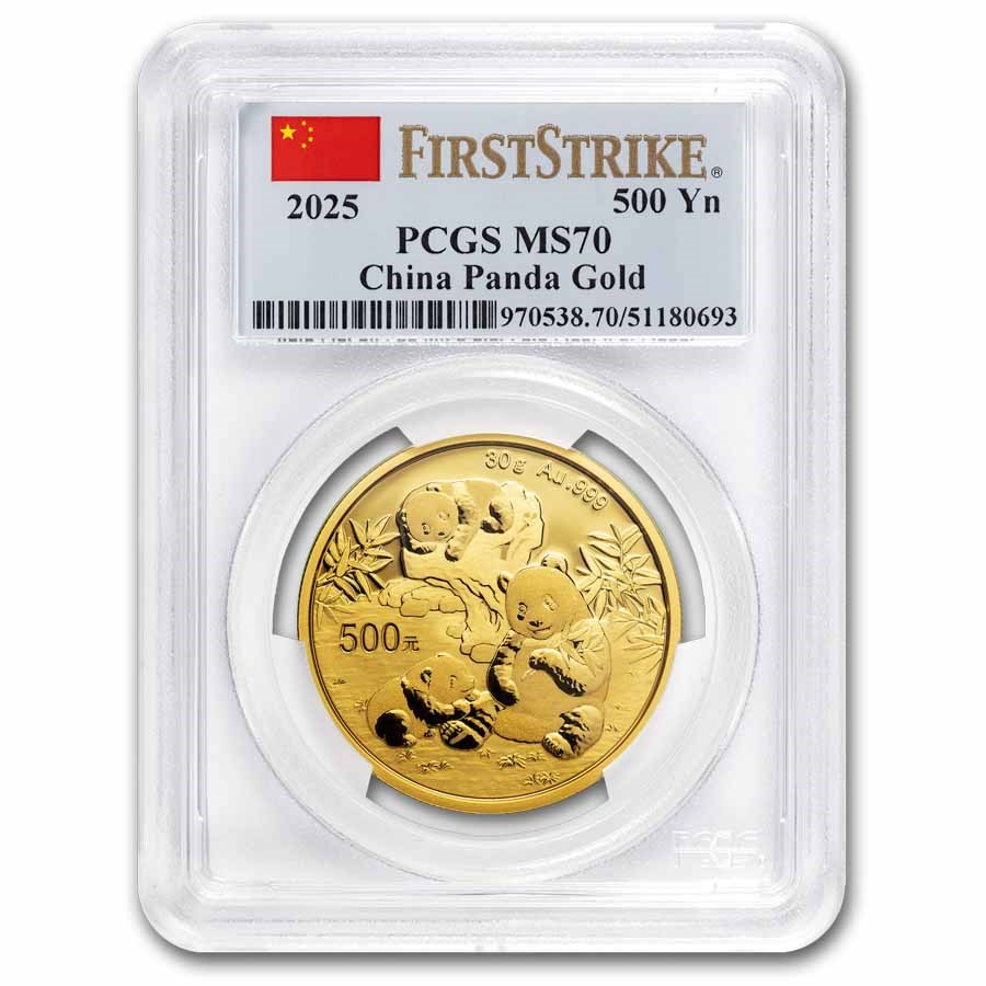 2025 China 30 gram Gold Panda MS-70 PCGS (FS, Flag Label)