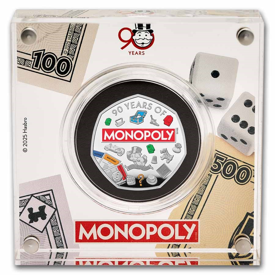 2025 Great Britain Monopoly 50p Silver Proof Color Coin