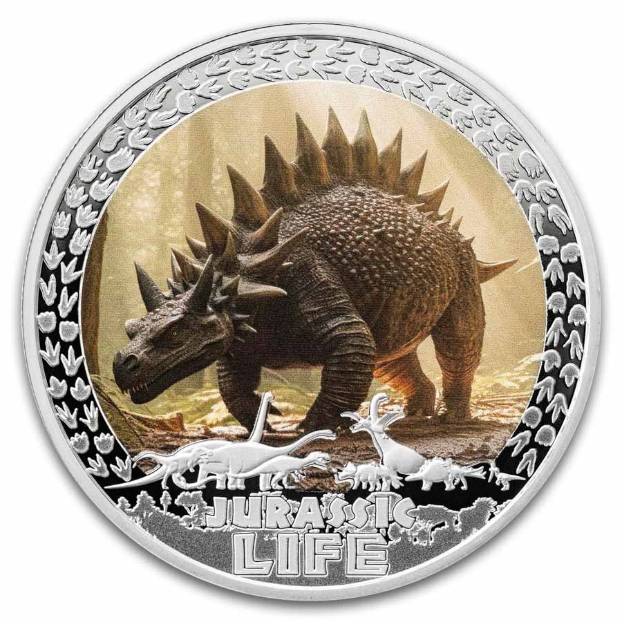 Buy 2025 Liberia 1 oz Silver Jurassic Dinosaur: Stegosaurus | APMEX