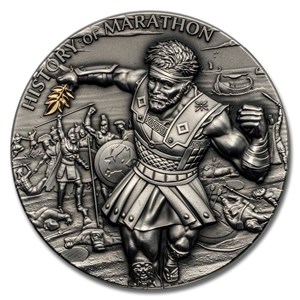 2025 Liberia 2 oz Silver Antique History of Marathon (Box & COA)
