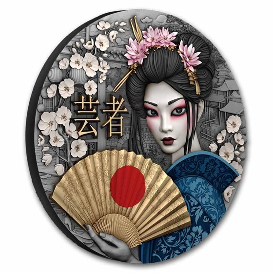 2025 Niue 2 oz Silver Geisha (Gilded & Colorized) w/ Box & COA