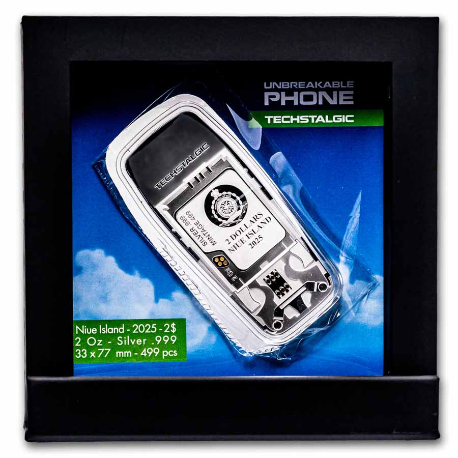 APMEX - 2025 Niue 2 oz Silver TechStalgic; Unbreakable Phone Colorized