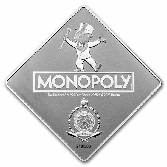 2025 Niue 3 oz Silver $5 Hasbro: Monopoly 90th Anniversary Coin