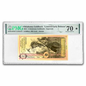 Buy 2025 Oklahoma 3 Goldback 24k Gold PMG 70 Limited | APMEX