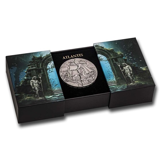 2025 Samoa 5 oz Silver Antique Atlantis Sliding Coin (Box & COA)