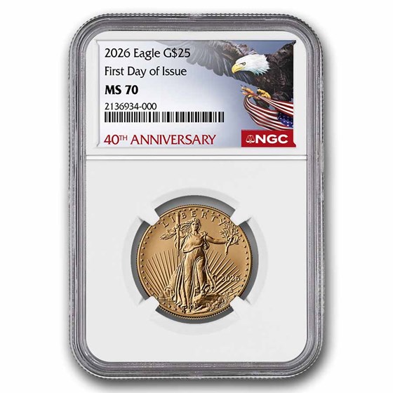 Buy 2026 1/2 oz Gold Eagle MS-70 NGC (FDI, 40th Ann) | APMEX
