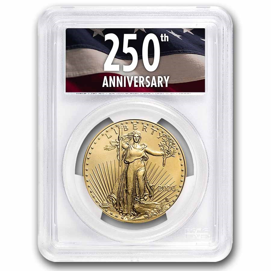 2026 1 oz American Gold Eagle MS-70 PCGS (FS, 250th Anniv Label)