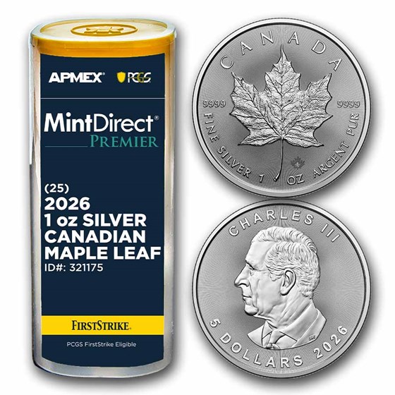 Buy 25-Coin 2026 Canadian Silver Maple Leaf First Strike Tube | APMEX