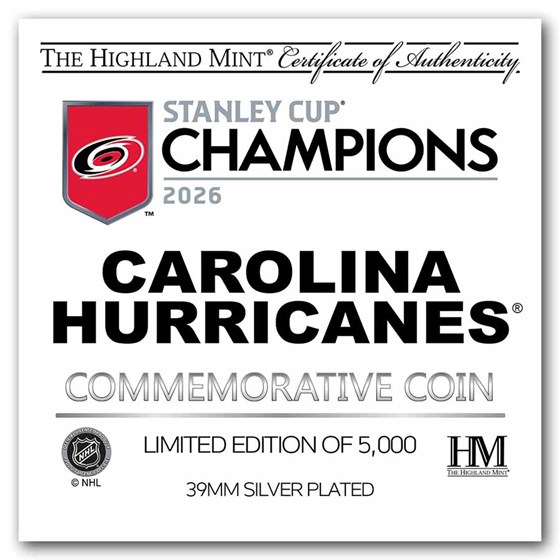2026 Silver Plated NHL Stanley Cup Champions Carolina Hurricanes