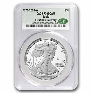 Buy 2026-W 1 oz Silver Eagle PF-70 CAC (FDI, Dual Date) | APMEX