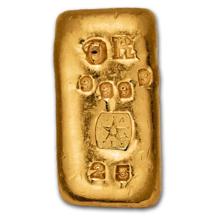 25 gram Gold Bar - J.A. Rey (Vintage, Poured)