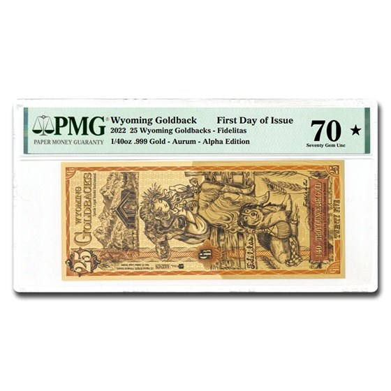 25 Utah Goldback - Aurum Gold Foil Note 24k MS-70 PMG (FDI)