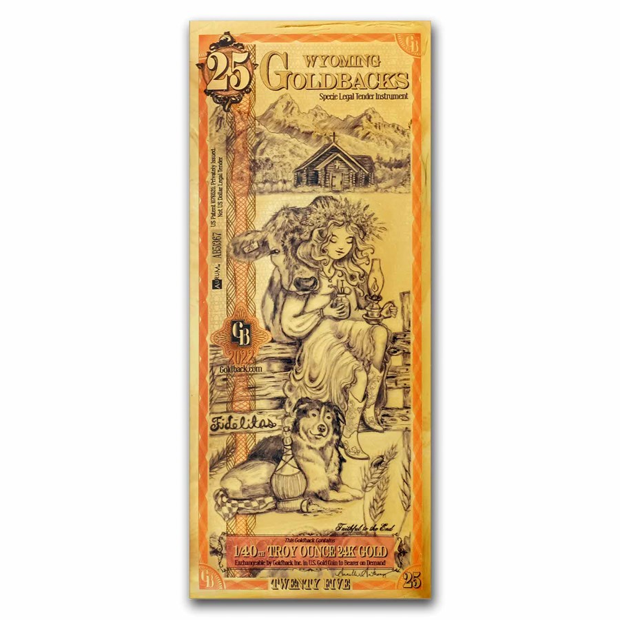 Buy 25 Wyoming Goldback 1/40 oz Arum Gold Foil Note | APMEX