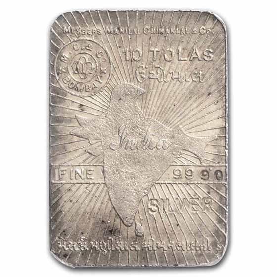 3.75 oz Silver Bar - India (10 Tolas) MS-61 NGC