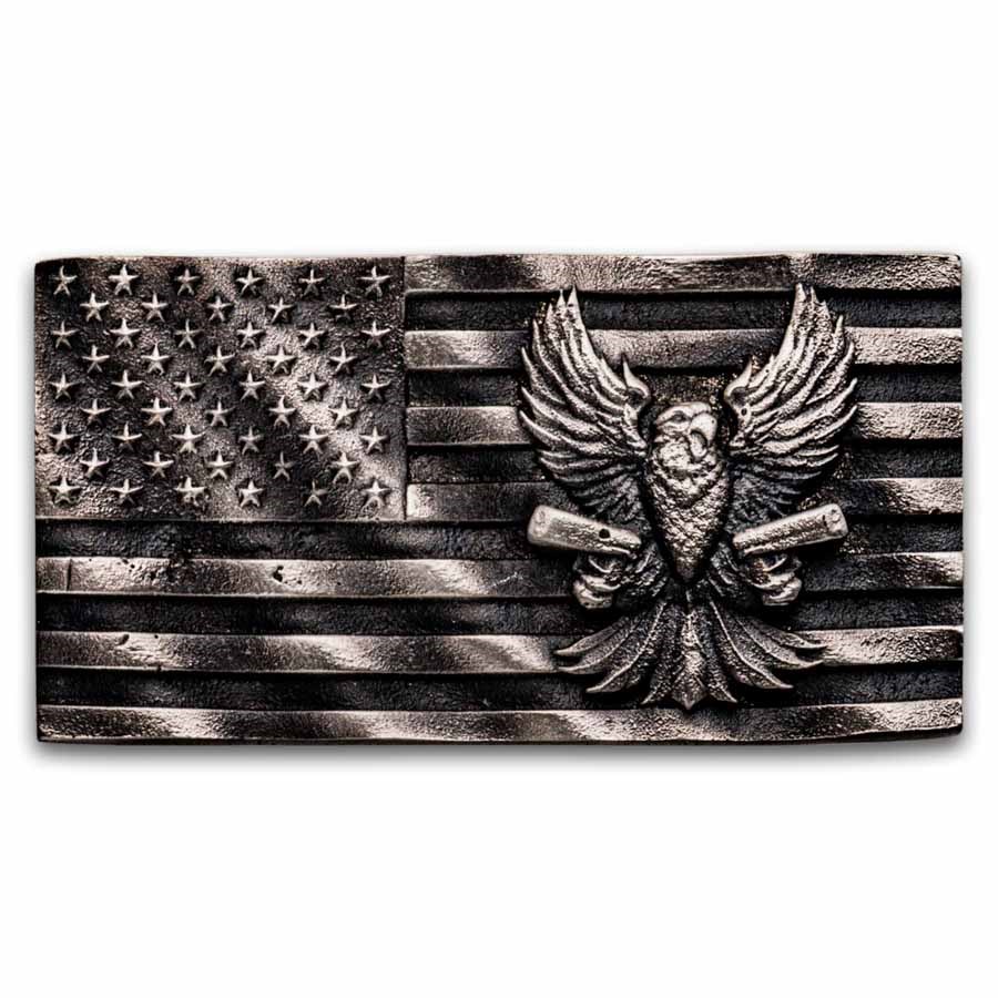 3 oz Hand Poured Silver - "Eagle" American Flag