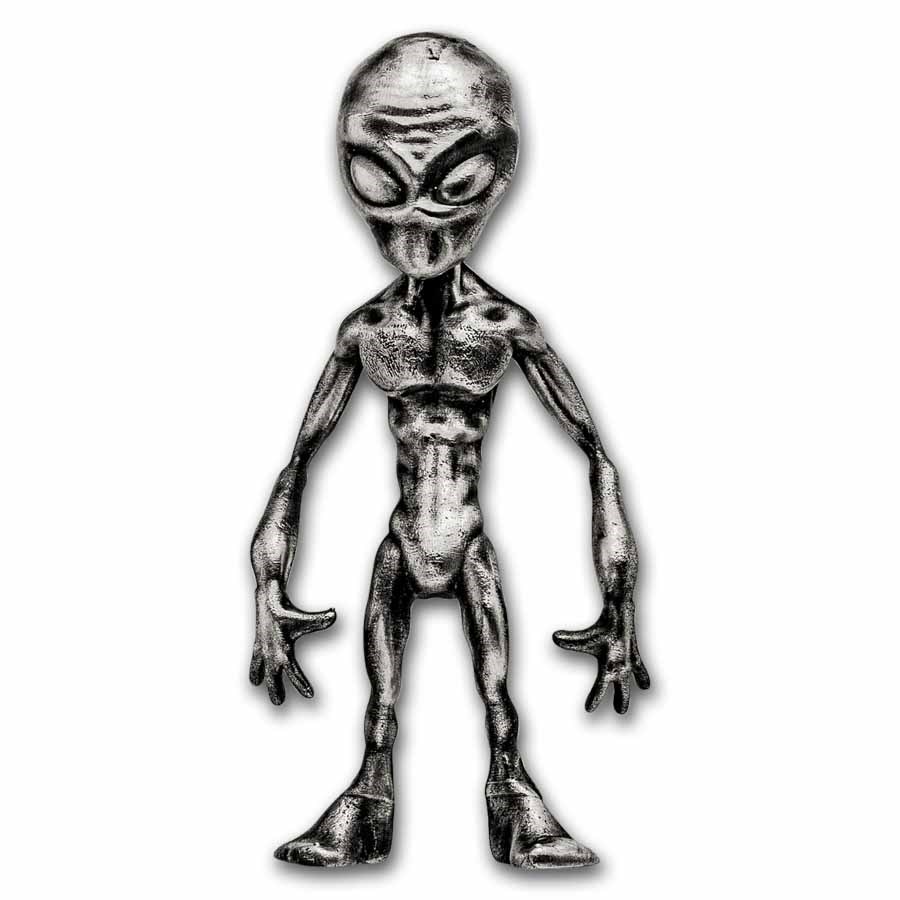 3 oz Silver Hand Poured Statue - Alien