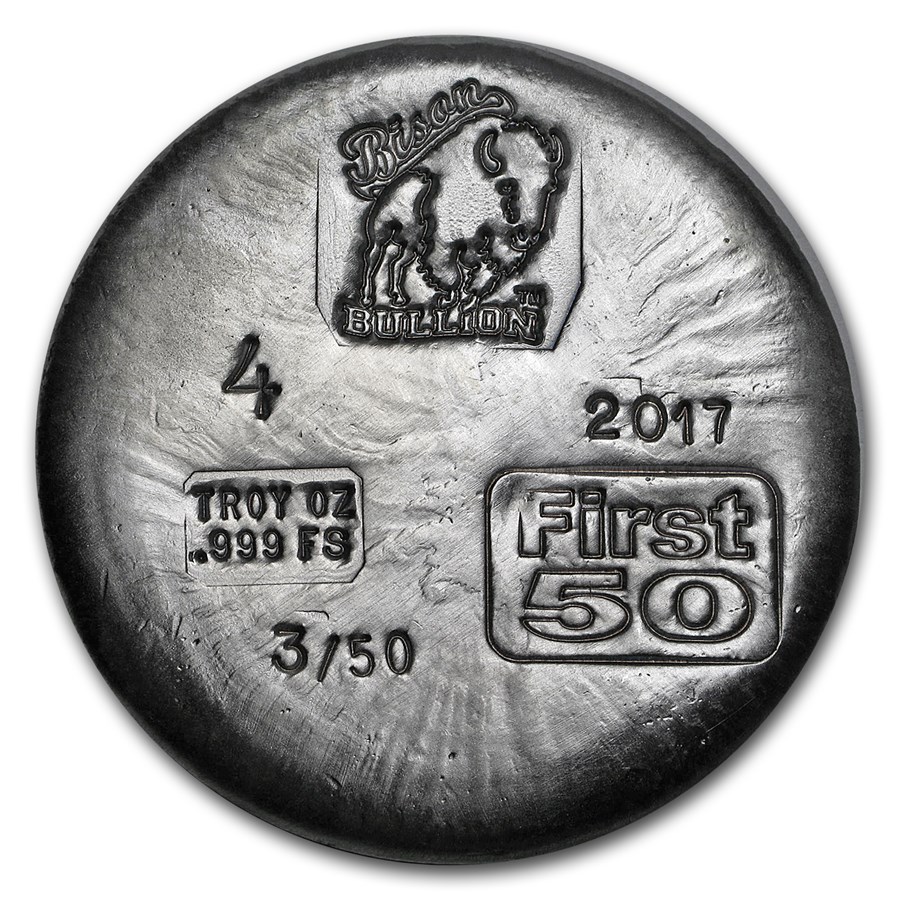 Buy 4 oz Hand Poured Silver Round - 1st 50 Issued, Serial #3 | APMEX