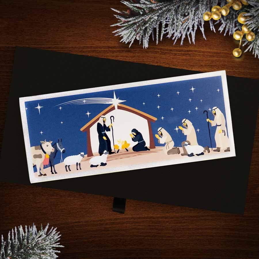 4 oz Silver Colorized Bar - Nativity and Three Wise Men (w/Box)