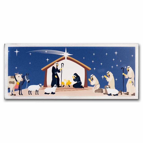4 oz Silver Colorized Bar - Nativity and Three Wise Men (w/Box)
