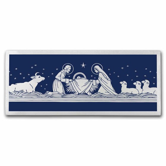 Buy 4 oz Silver Shimmer Nativity Scene Colorized Bar | APMEX