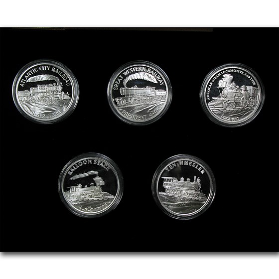 Buy (5) 1 oz Silver Round - Steam Locomotive (5 pc Set) | APMEX
