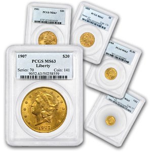 Buy 5-Coin Gold Type Set MS-63 PCGS ($1, $2.50, $5, $10, $20) | APMEX