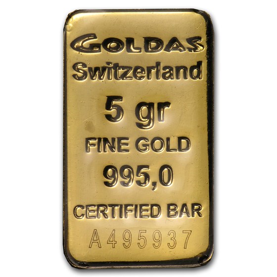 Buy 5 gram Gold Bar - Goldas (995.0 Fine, in Assay) | APMEX
