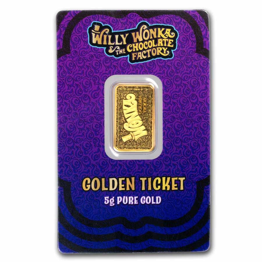 Buy 5 gram Gold Bar PAMP Willy Wonka Golden Ticket | APMEX