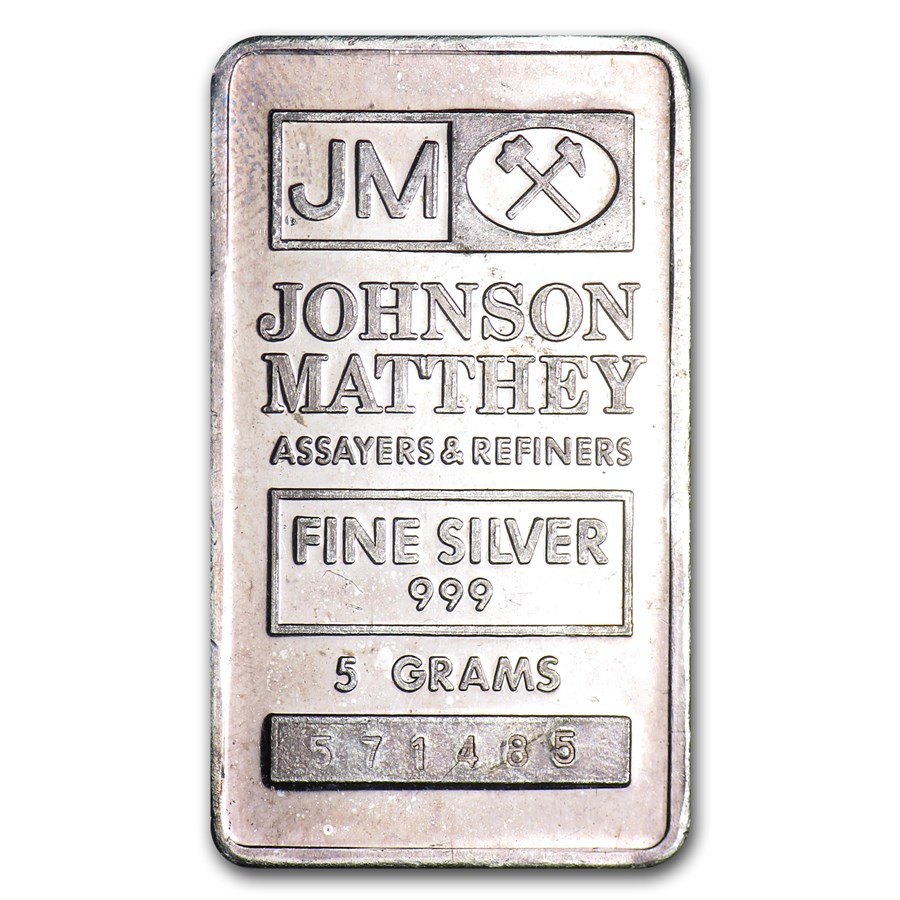 Buy 5 gram Silver Bar - Johnson Matthey (Scruffy) | APMEX