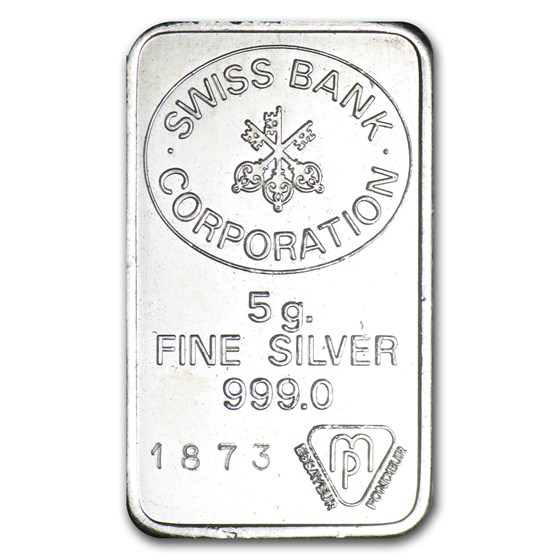 Buy 5 gram Silver Bar - Swiss Bank Corporation | APMEX