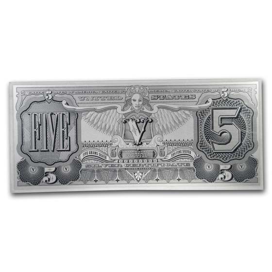 Buy 5 gram Silver Foil Note - $5 Educational Note (Off Quality) | APMEX
