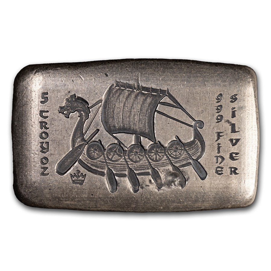 Buy 5 oz Hand Poured Silver Viking Double Axe Bar | APMEX