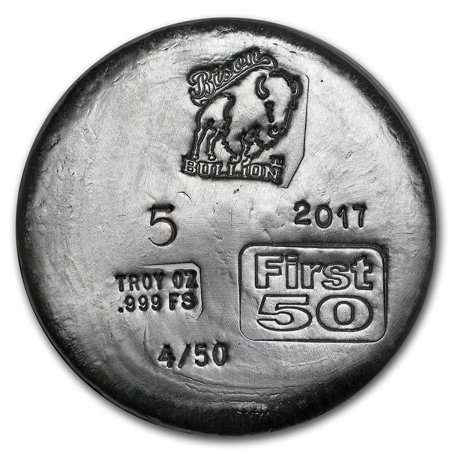 Buy 5 oz Hand Poured Silver Round - 1st 50 Issued, Serial #4 | APMEX