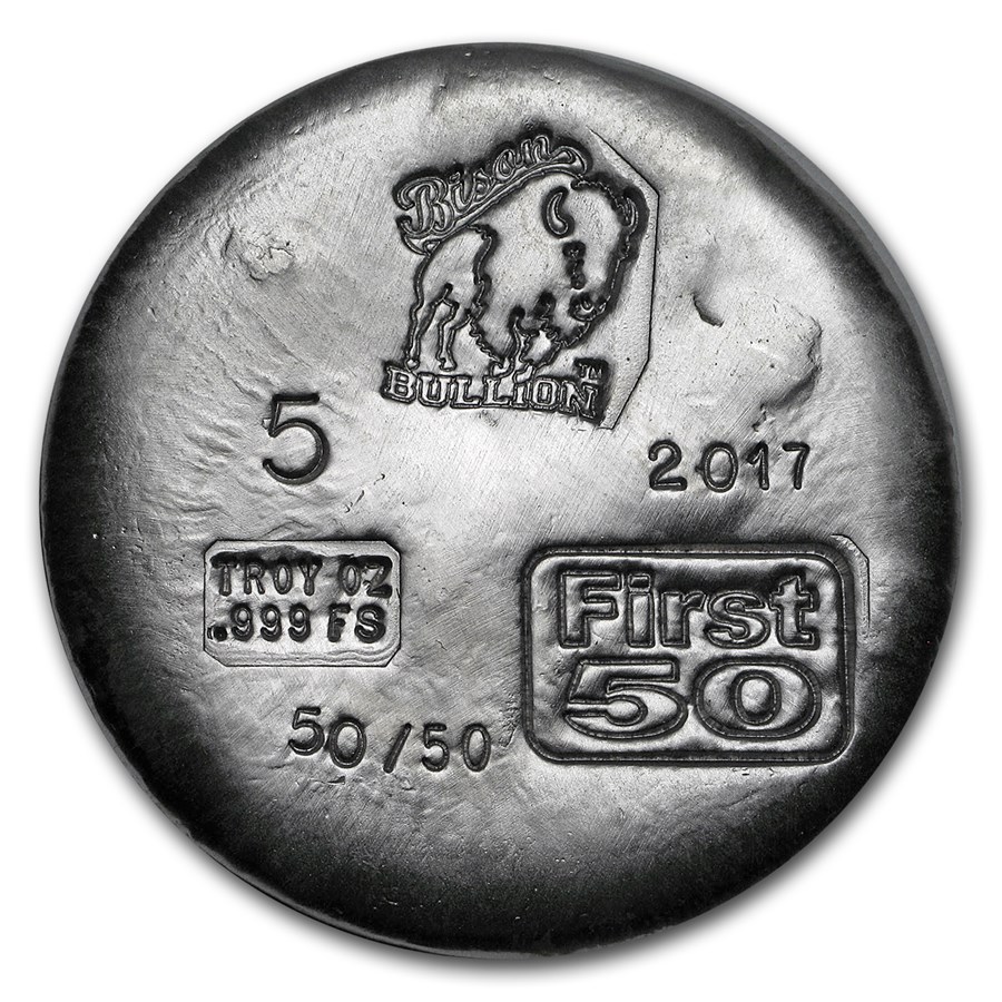 Buy 5 oz Hand Poured Silver Round - 1st 50 Issued | APMEX