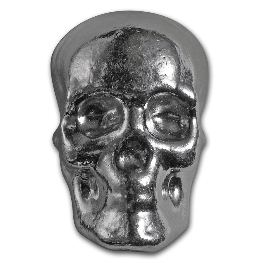 Buy 5 oz Hand Poured Silver Skull | APMEX