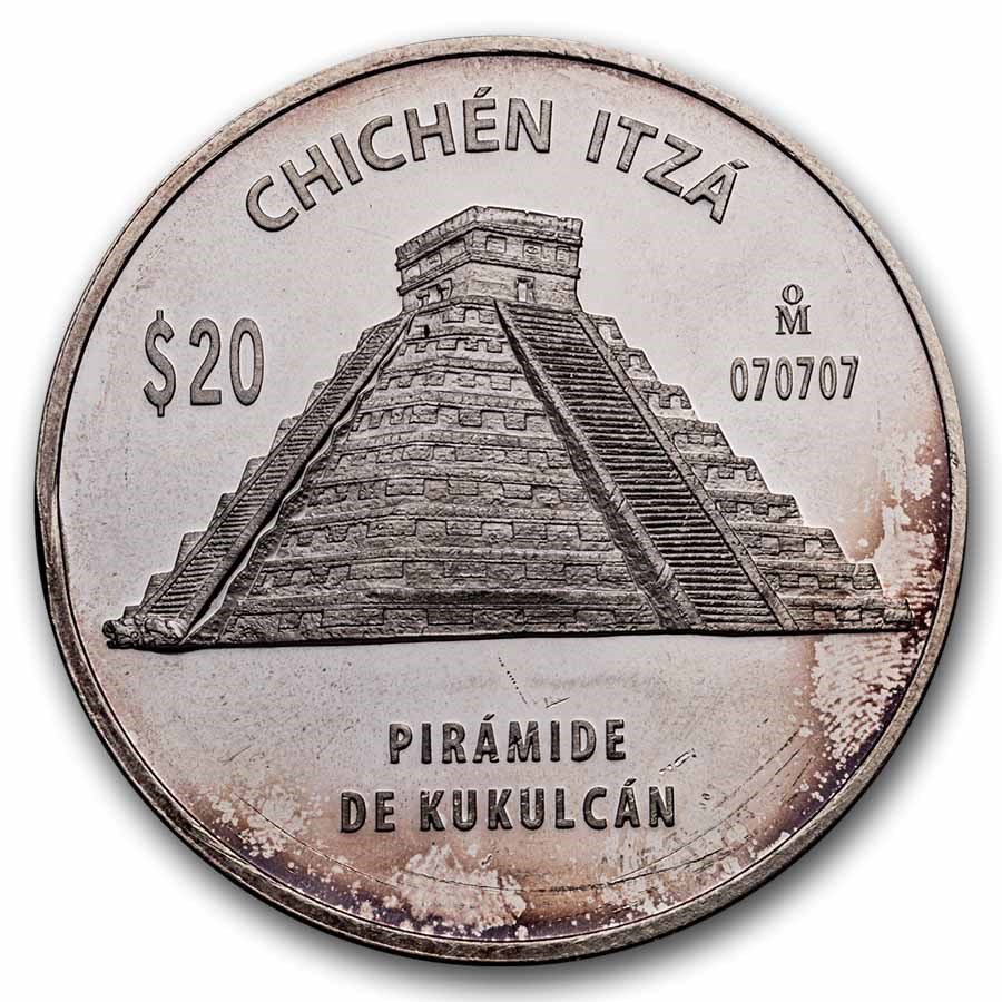 5 oz Proof Silver Piramide de Kukulcan (Abrasions/Details)
