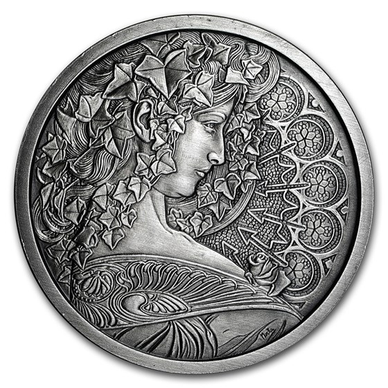 Buy 5 oz Silver Antique Round - Mucha Series (Ivy) | APMEX