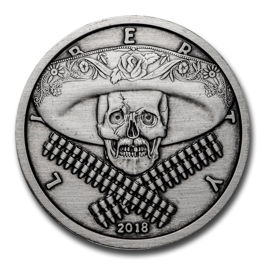 Buy 5 oz Silver Antique Round - Western Skulls (Mexican Bandito) | APMEX