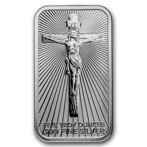 Buy 5 oz Silver Jesus on the Cross Bar | APMEX