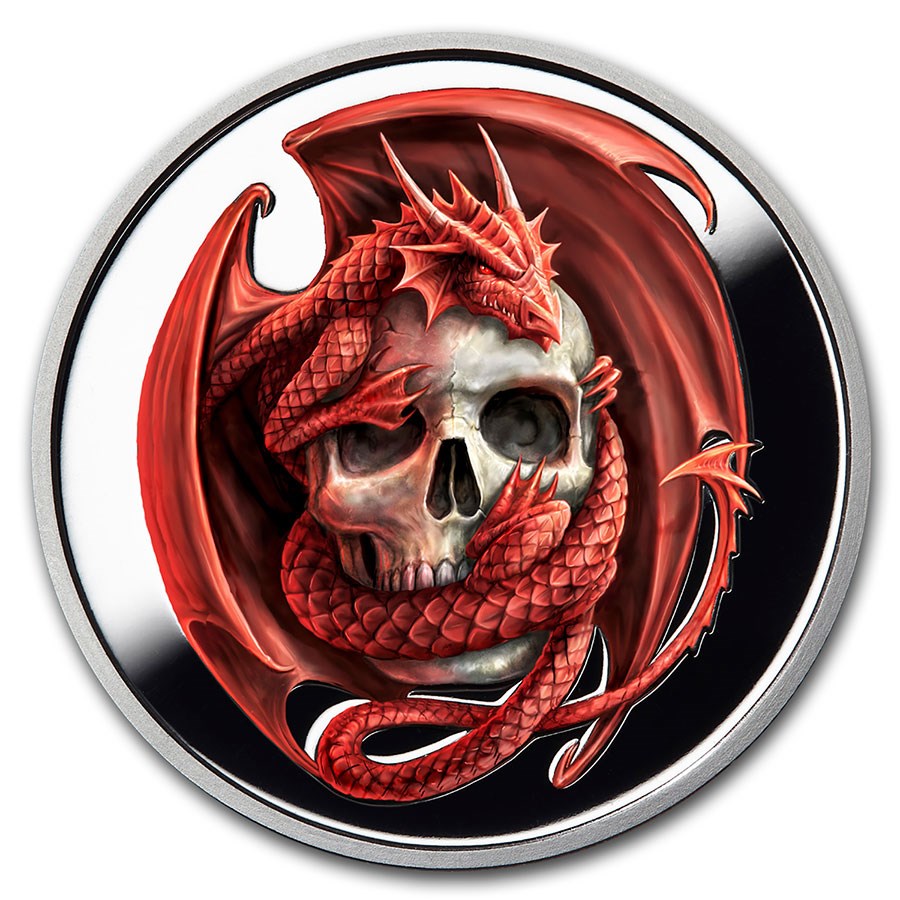Buy 5 oz Silver Colorized Round - Anne Stokes Dragons: Skull Embrace ...