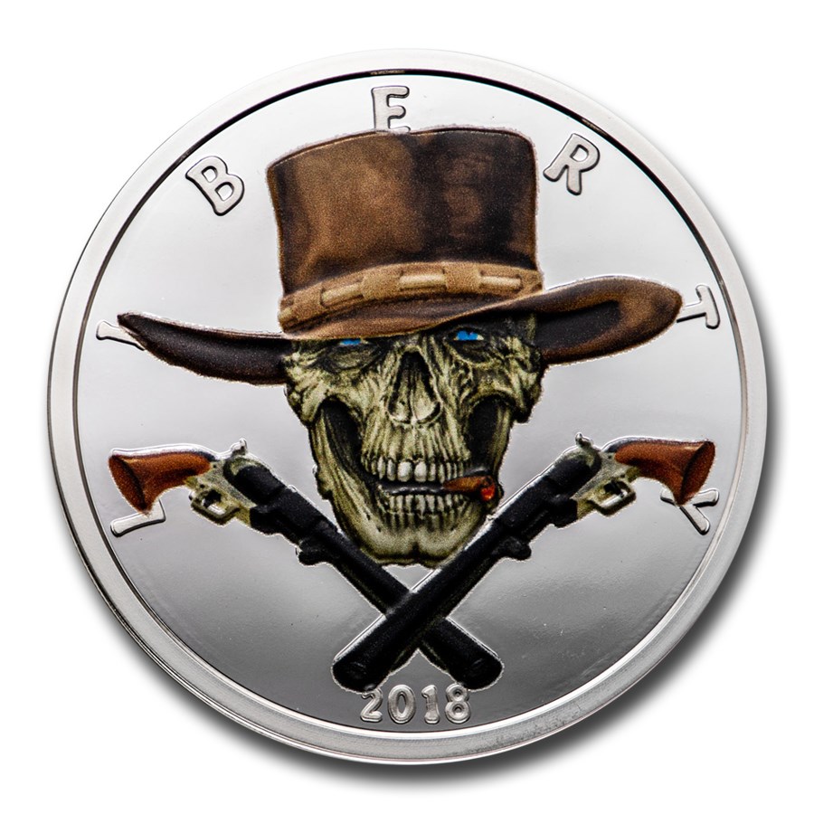 Buy 5 oz Silver Colorized Round - Western Skulls (Gunslinger) | APMEX