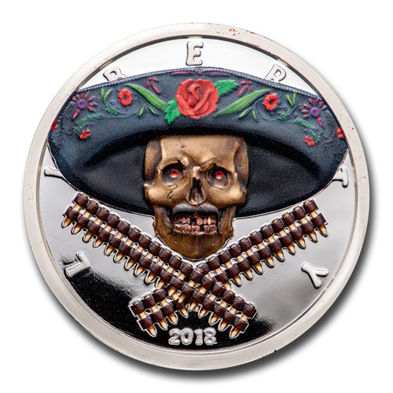 Buy 5 oz Silver Colorized Round - Western Skulls (Mexican Bandito) | APMEX