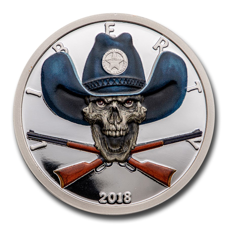 Buy 5 oz Silver Colorized Round - Western Skulls (Sheriff) | APMEX