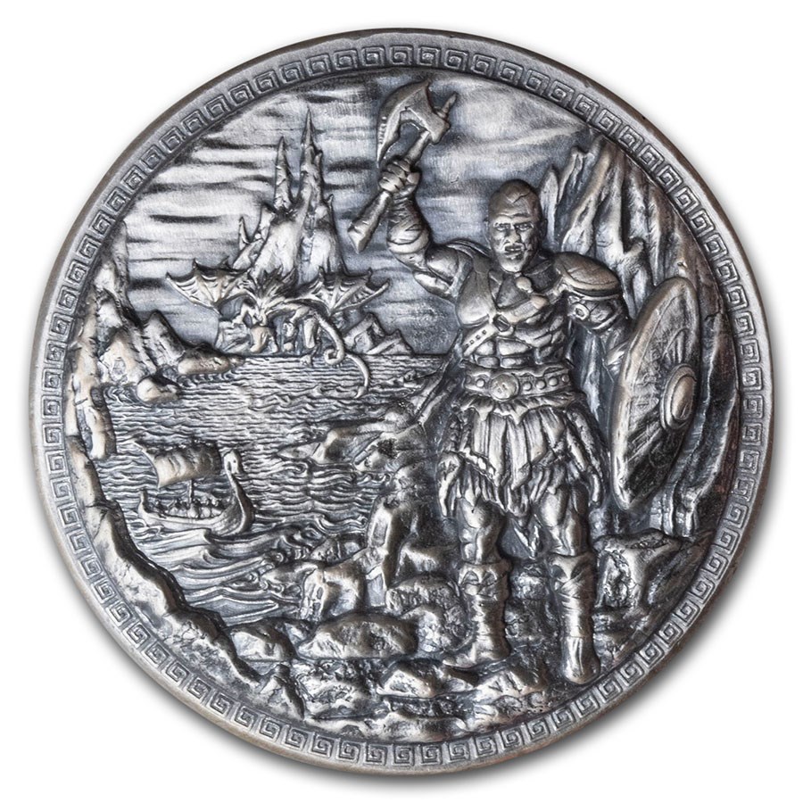 Buy 5 oz Silver Ultra High Relief Round - Dragon vs Vikings | APMEX