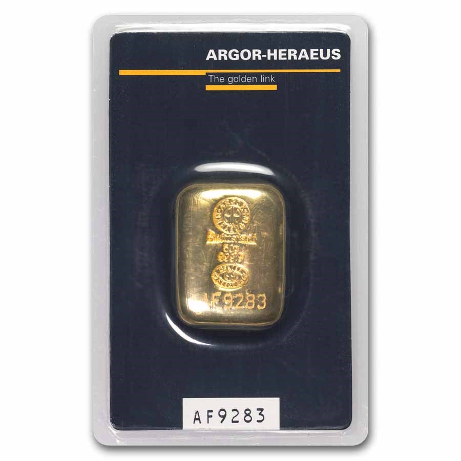50 gram Gold Bar - Argor-Heraeus (Cast/Poured w/Assay)