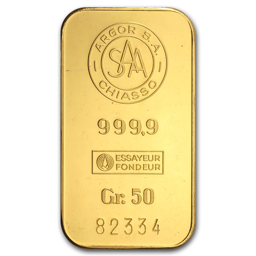 Buy 50 gram Gold Bar - Argor S.A. Chiasso | APMEX