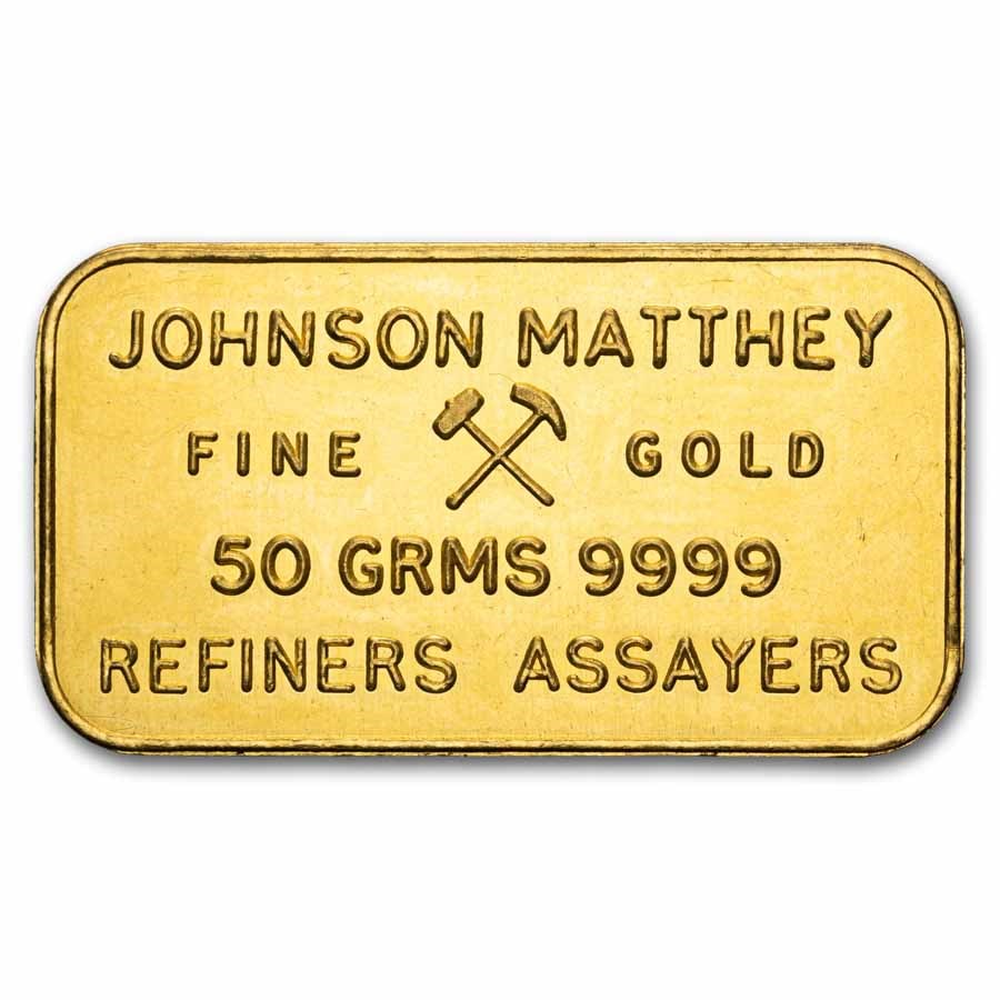 Buy 50 gram Gold Johnson Matthey-London Bar | APMEX
